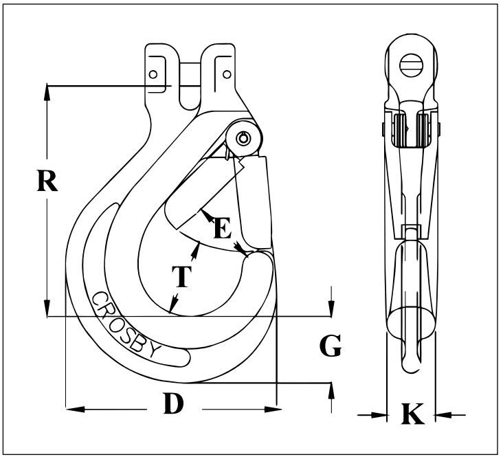 Clevis Chain Hook with Integrated Latch, Crosby S-314A | Lifting Gear ...